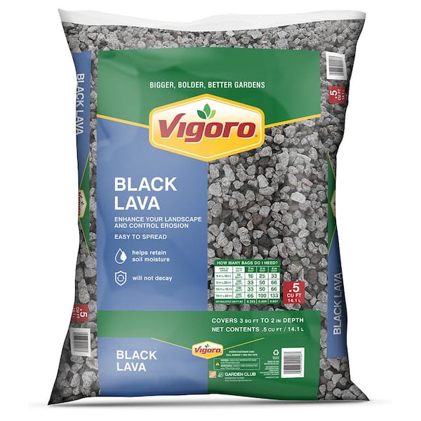Vigoro 0.5 cu. ft. Bagged Black Lava Rock 100032410 - The Home Depot