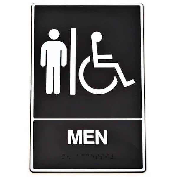 HY-KO 9 in. x 6 in. Heavy-Duty Plastic Braille Men/Wheelchair Sign DB-1 ...