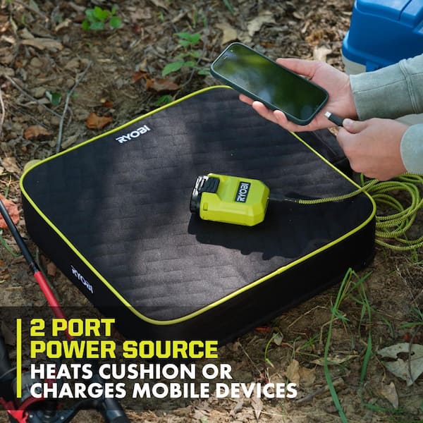 RYOBI USB Lithium Cordless Heated Cushion Kit (2-Pack) with (4) 2.0 Ah ...