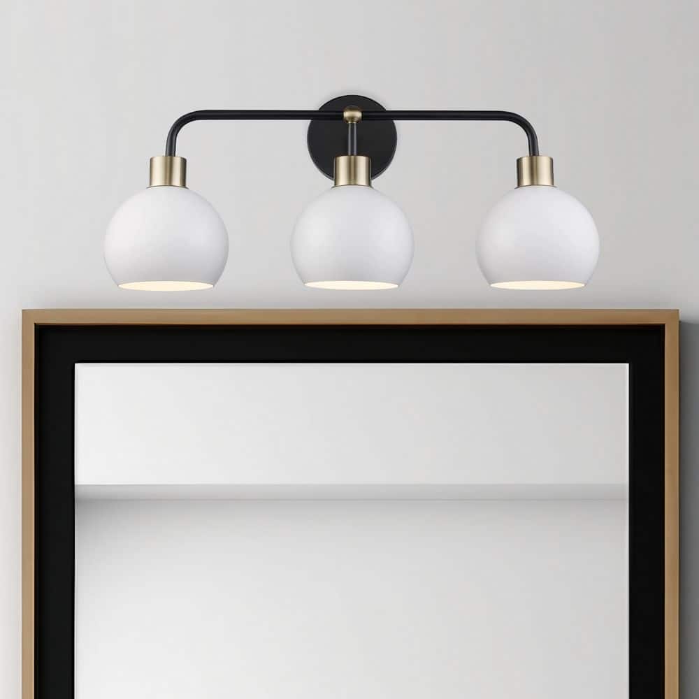 Bel Air Lighting Indigo 23 in. 3-Light Black and White Bathroom Vanity ...
