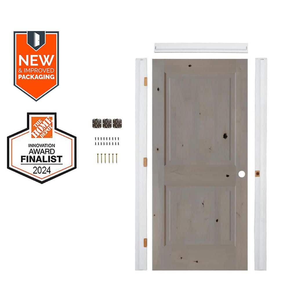 Krosswood Doors 32in.x80in. Knotty Alder Sq. Top Left-Hand Grey Stain ...