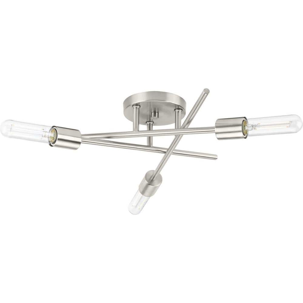 Progress Lighting Astra 18 in. 3-Light Brushed Nickel Modern Semi-Flush Mount Light P350225-009 ...