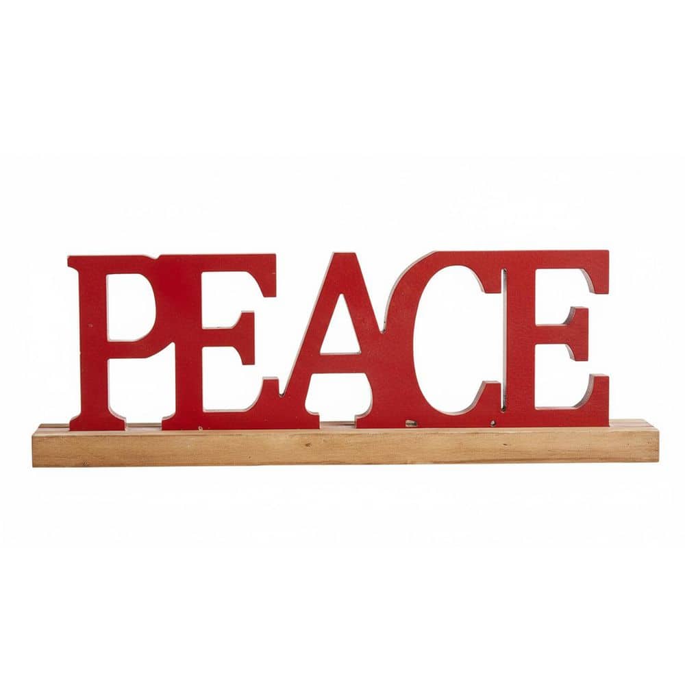 Rustic Red Wood Peace Sign Table Decor-Farmhouse Home & Holiday ...