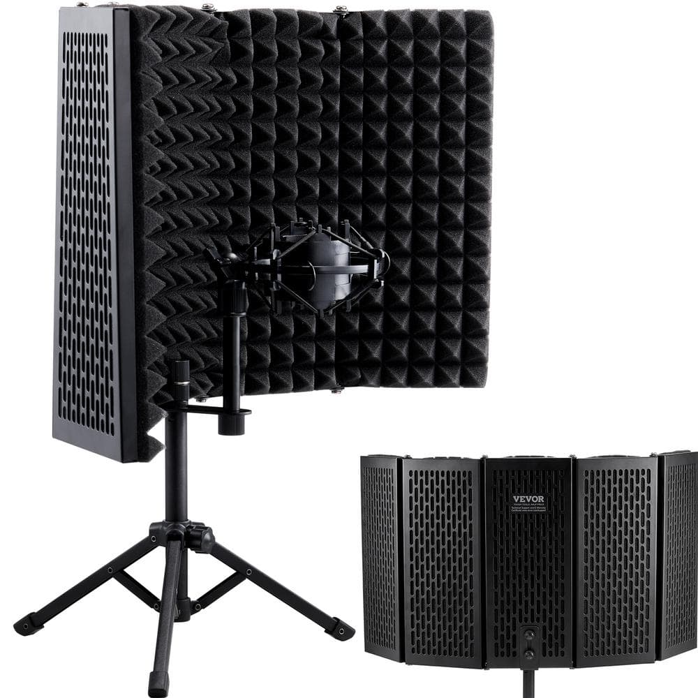 VEVOR Microphone Isolation Shield 5-Panel Studio Recording Sound Shield ...