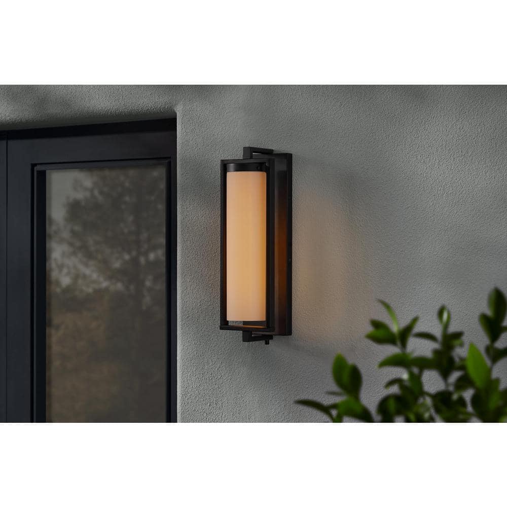 Hampton Bay Libby 16.37 in. 1-Light Medium Matte Black Transitional ...