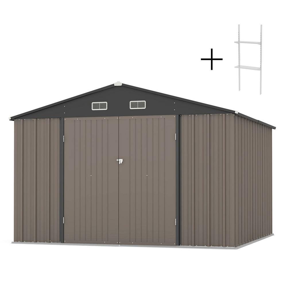 Patiowell 10 ft. W x 10 ft. D Detachable Storage Rack with Metal ...