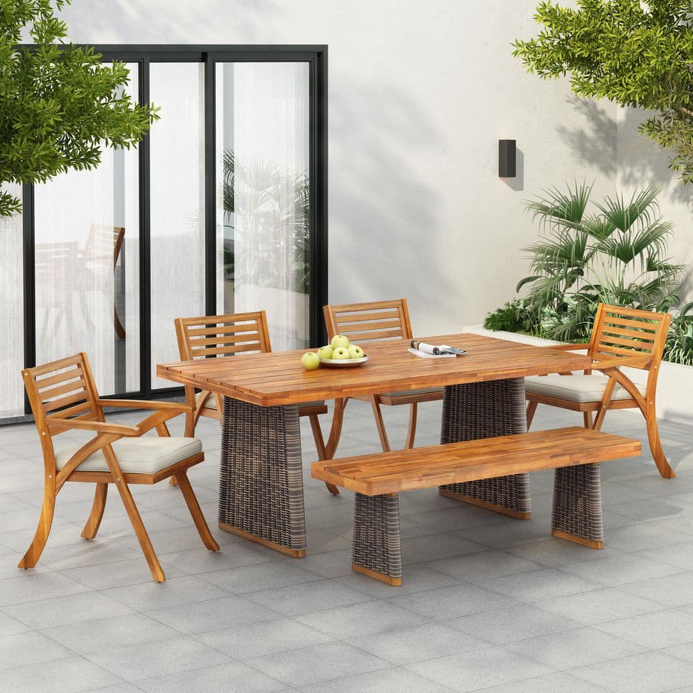 CHRISTOPHER KNIGHT HOME Overton 6-Piece Solid Wood and Wicker Patio ...