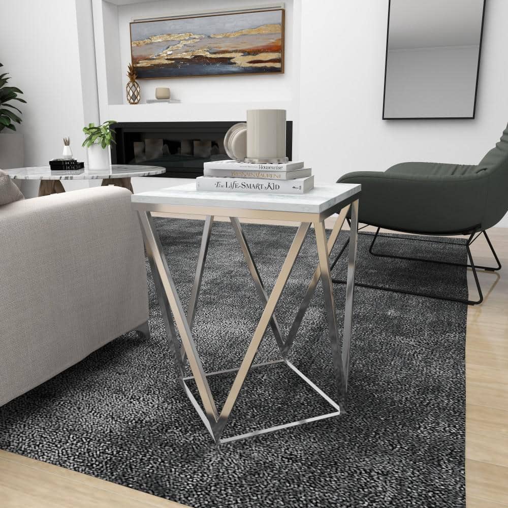 Silver square side table store