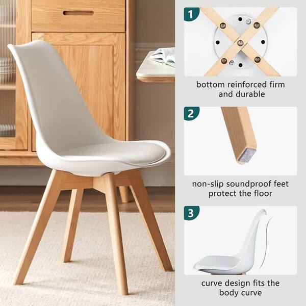 AFAIF 4 Pack PU Leather Upholstered Dining Chairs with Wood Legs Set of 4 for Kitchen White HDBFDJ2772 The Home Depot