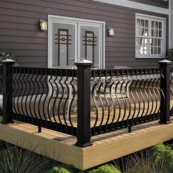 Afoxsos 36 in. x 1 in. Black Heavy Duty Cast Iron Deck Wave Arc ...