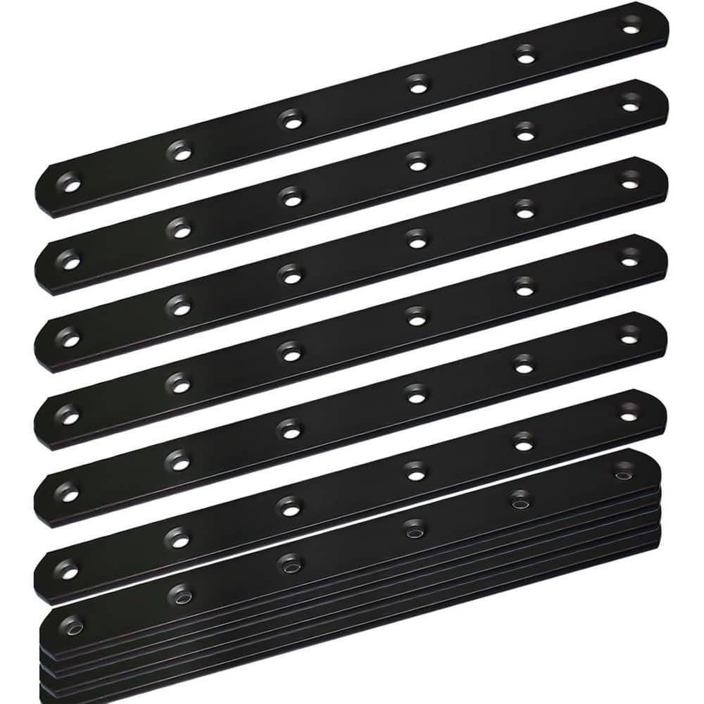 KIWDZFU 8 in. Black Powder Coated Metal Straight Brace Brackets, Heavy ...