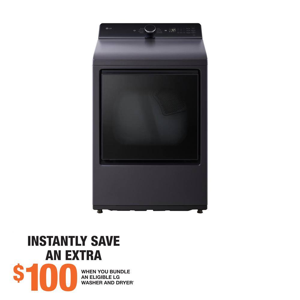 LG 7.3 cu. ft. Vented SMART Gas Dryer in Matte Black with EasyLoad Door ...