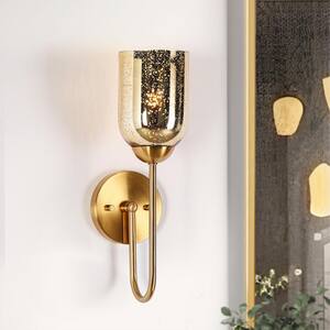 LNC Alvra 1-Light Plated Natural Brass Hallway Bedroom Wall Sconce with ...