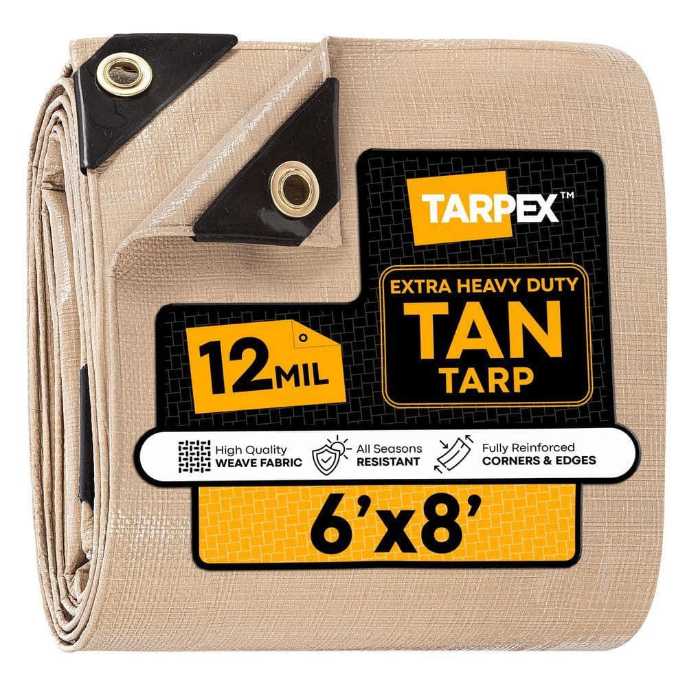 Tarpex 12 Mil Extra Heavy-Duty Polyethylene Tarp 6 ft. x 8 ft. Multi ...