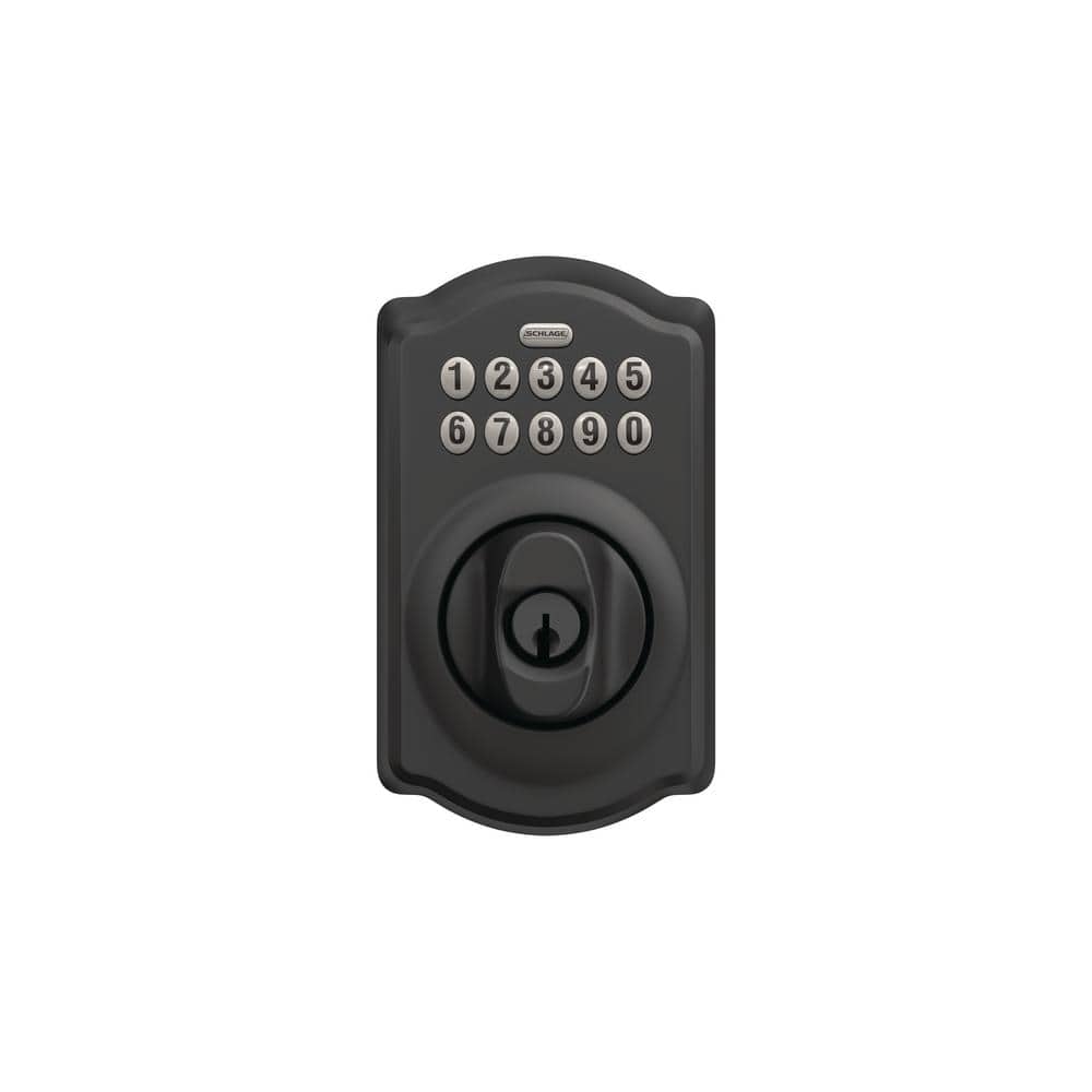 Schlage Camelot Matte Black Electronic Keypad Deadbolt BE365 CAM 622 ...