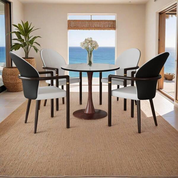 Leisuremod Bristol 24 in. Round Dining Table with MDF Top and Walnut ...