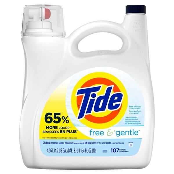 Tide 154 fl. oz. Free and Gentle Liquid Laundry Detergent (107-Loads ...