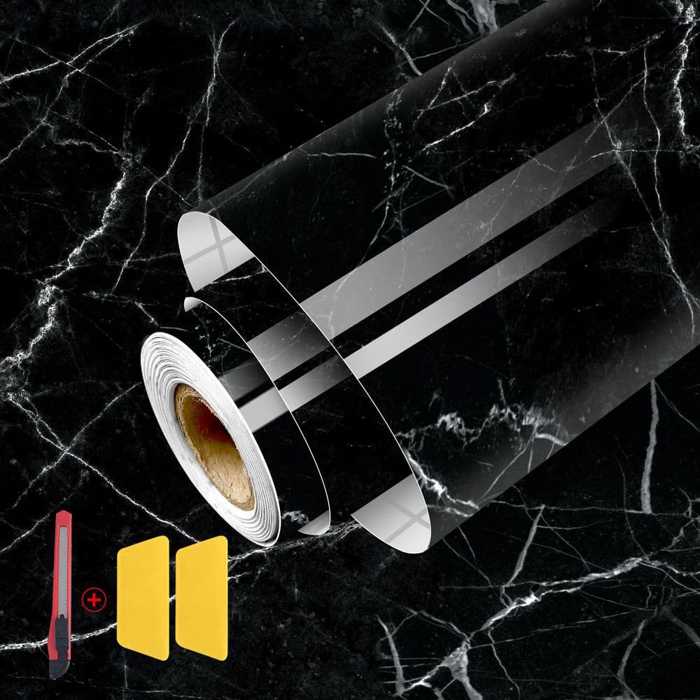ilemong Black Marble Contact Paper Peel and Stick Wallpaper for Kitchen ...