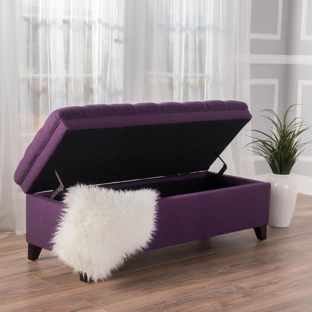 CHRISTOPHER KNIGHT HOME Purple 50 in. Tufted Fabric Bedroom Bench with ...