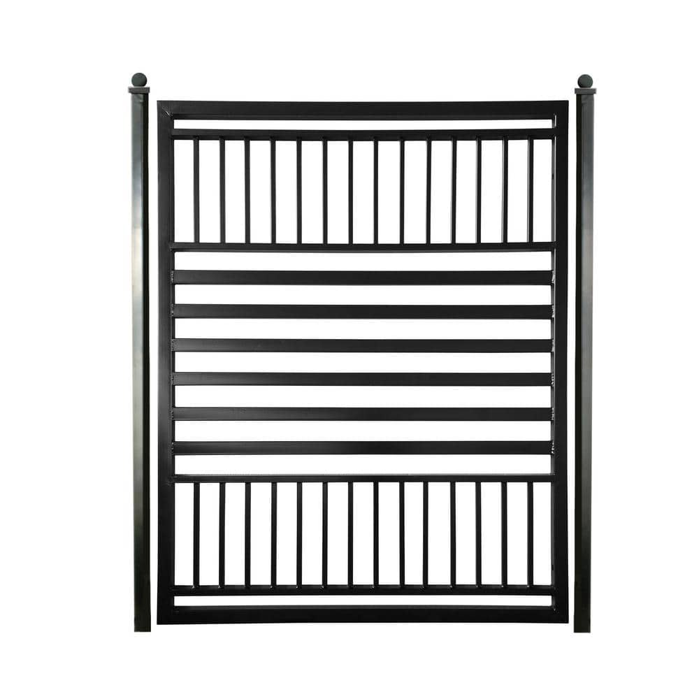 ALEKO 4 ft. x 5 ft. Barcelona Style Black Steel Pedestrian Fence Gate ...
