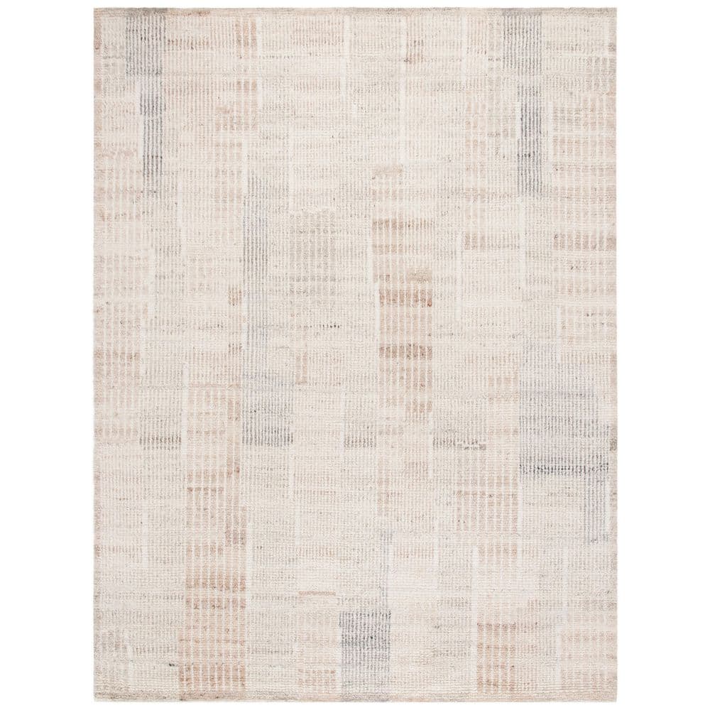 SAFAVIEH Manhattan 10 ft. x 14 ft. Beige/Ivory Distressed Striped Area ...