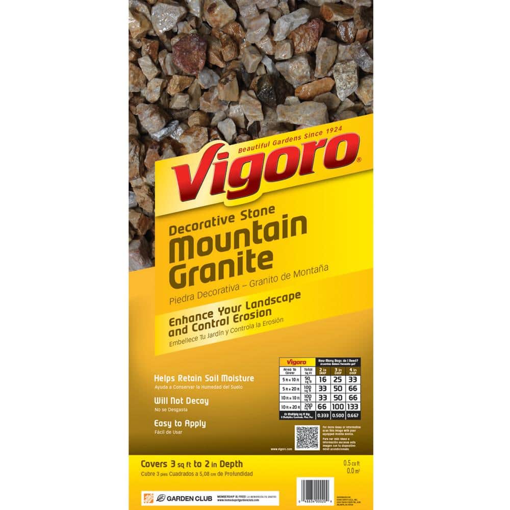 Vigoro 0.5 cu. ft. Bagged Mountain Granite Decorative Landscape Rock 64 ...