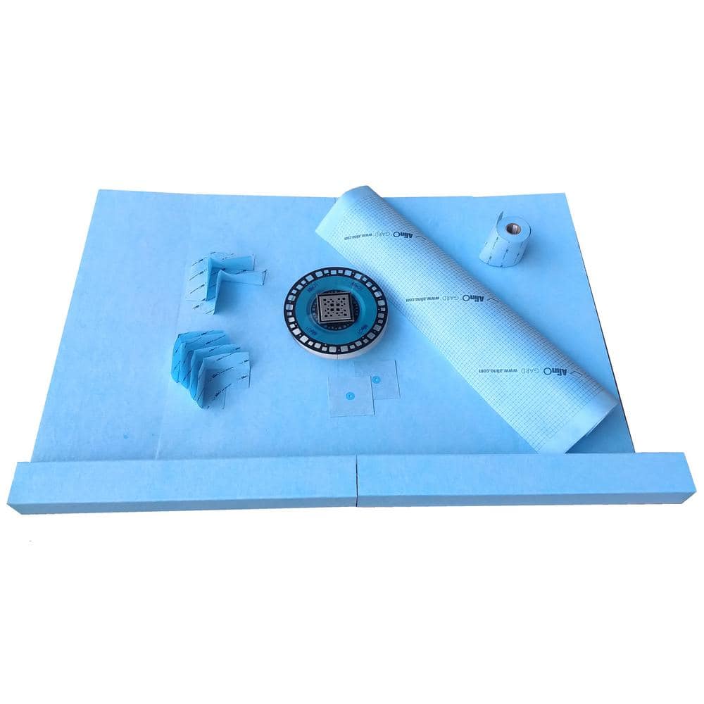 ALINO 36 in. W x 60 in. L Pre-slopped Waterproof Shower Kit with Chrome ...