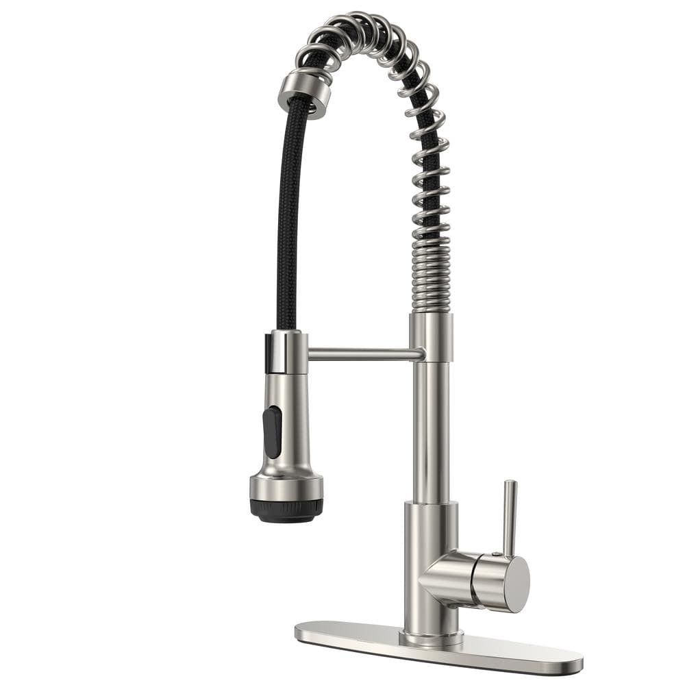 HOMLUX Single-Handle Spring Neck Pull-Down Sprayer Kitchen Faucet with ...