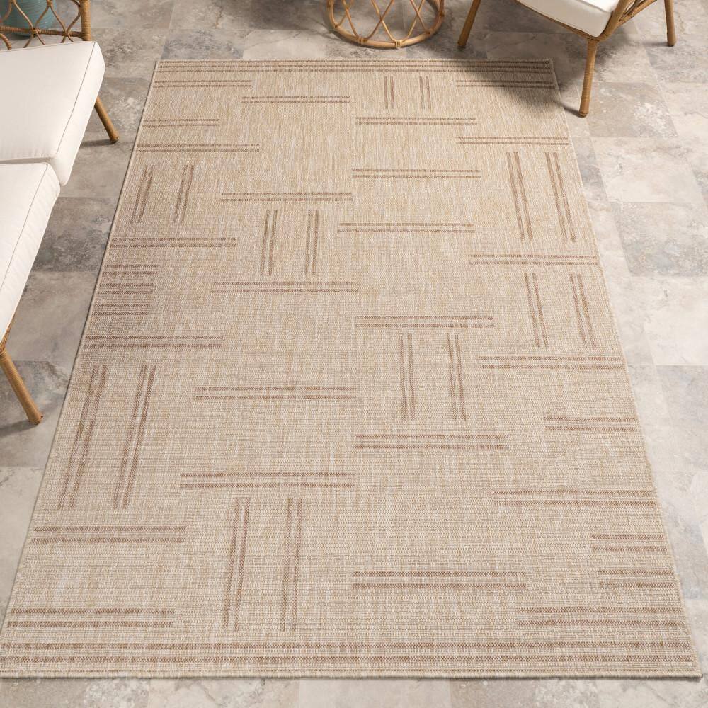nuLOOM Asuka Geometric Indoor/Outdoor Area Rug Light Beige 108 ft. x ...
