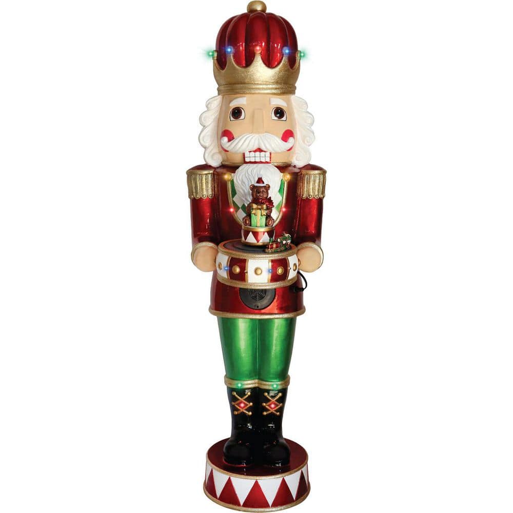 Fraser Hill Farm 4 ft. Metallic Christmas Nutcracker Statue with LED Lights and Music FFRS048 ...