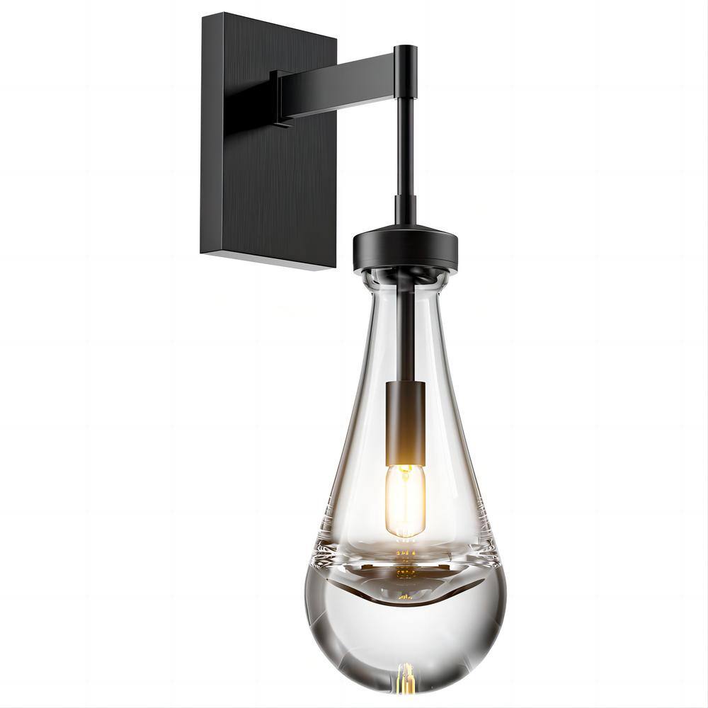 YUYI 17.7 in. 1 Light Black Wall Sconce, Raindrop Wall Lighting with ...