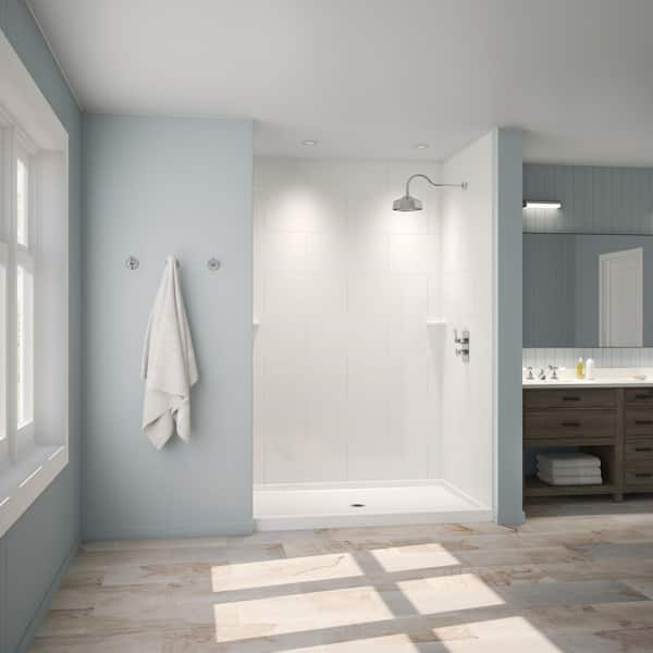 Swan Swanstone 60 in. L x 42 in. W Alcove Shower Pan Base with Center ...