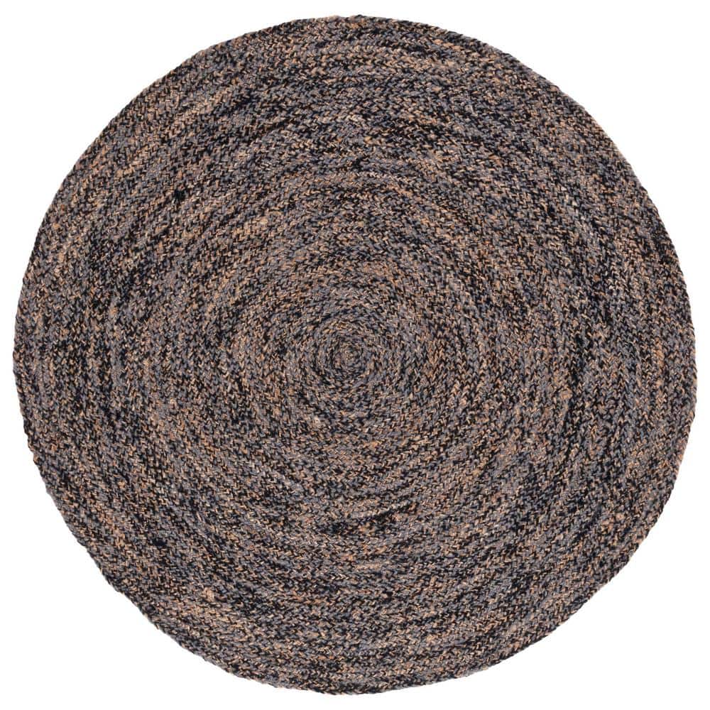SAFAVIEH Natural Fiber Black/Beige 6 ft. x 6 ft. Abstract Distressed ...