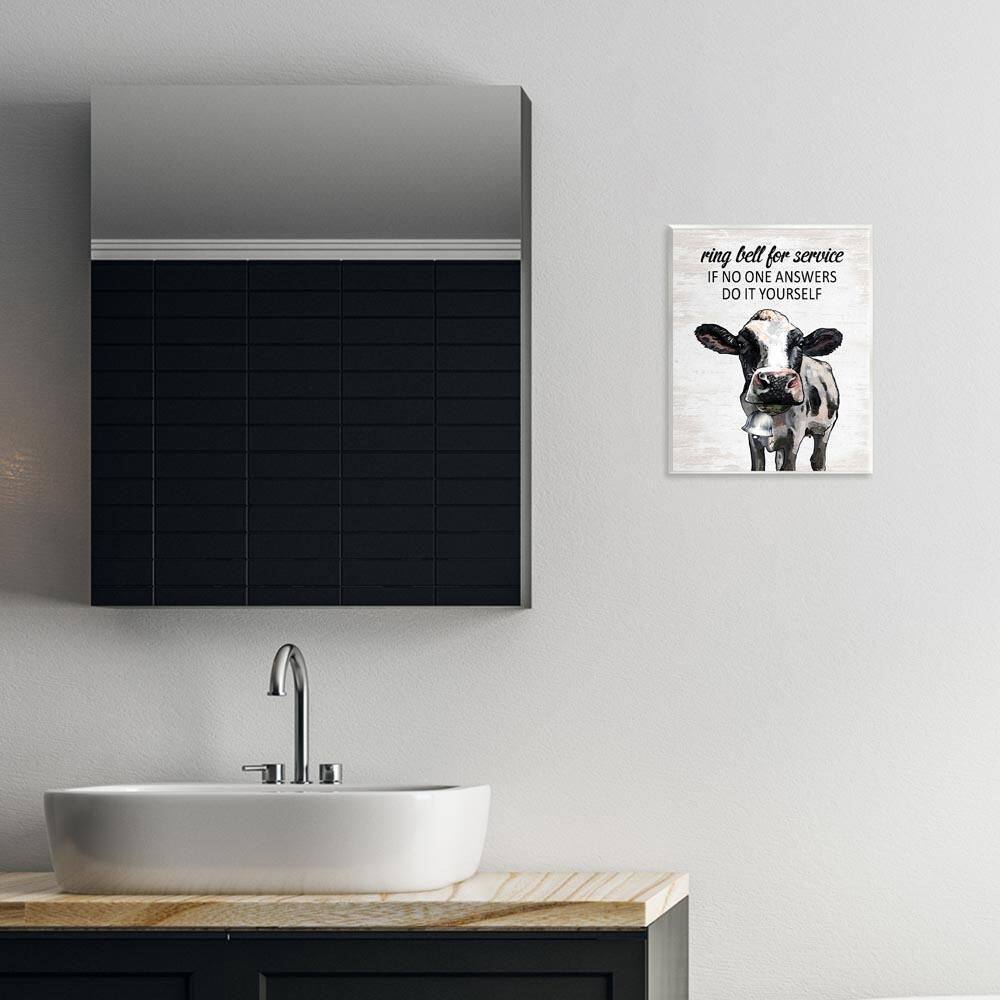 Stupell Industries Laundry Service Cow by Lettered and Lined Unframed ...