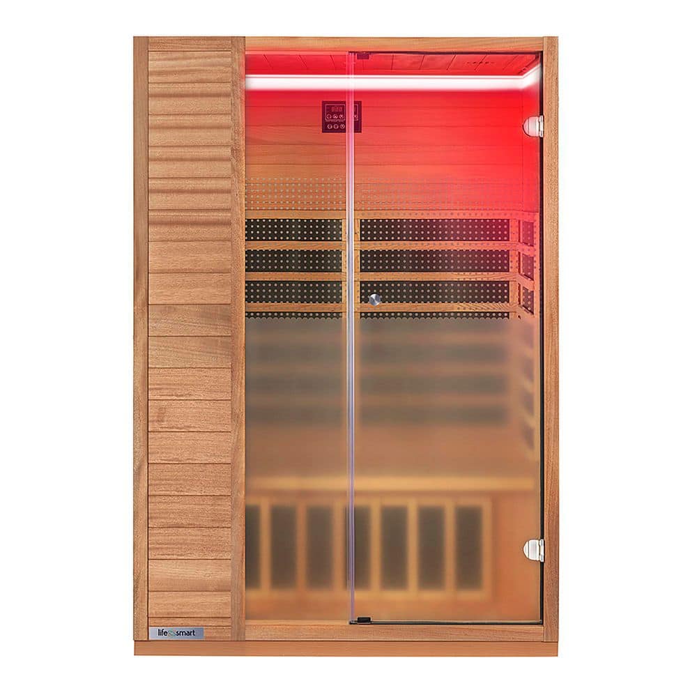 Lifesmart Sahara LSS-2, 2-Person Indoor Okoume+Hemlock Infrared Sauna ...