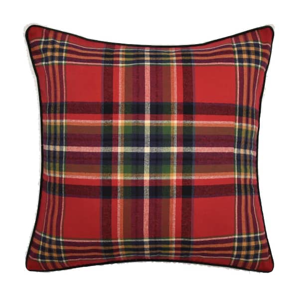 J QUEEN NEW YORK INC Asher Red Plaid Cotton Euro Sham 26 in. L x 26 in ...