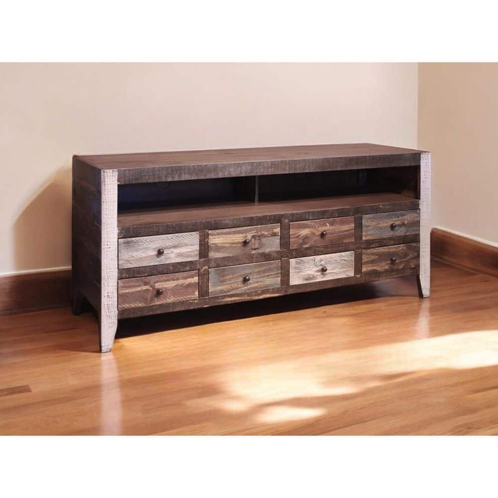 HomeRoots Brown TV Stand Fits TV's up to 58 in. with Shelves;Cabinet ...
