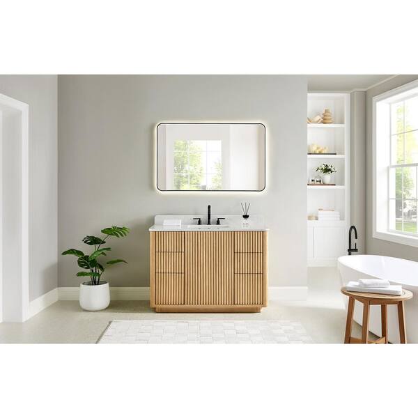 Altair Clayton 48 in. Single Freestanding Washed Light Brown Bath ...