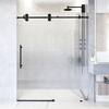 VIGO Elan 56 to 60 in. W x 74 in. H Sliding Frameless Shower Door in Matte Black with 3/8 in ...