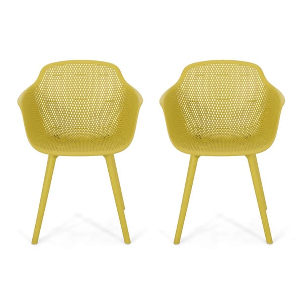 VAMOP Plastic Outdoor Dining Chair in Yellow(2-Pack) ZZH100346_Yellow ...