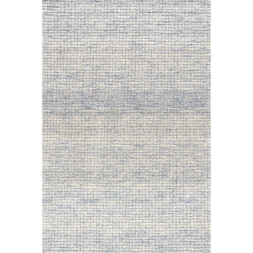 RUGS USA Melrose Checked Wool Light Blue & Grey 5 ft. x 8 ft. Indoor ...