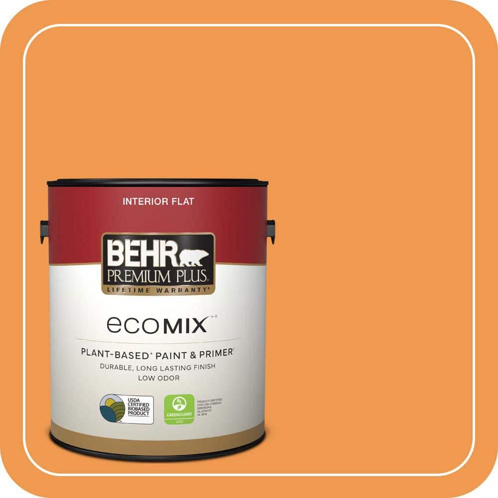 BEHR PREMIUM PLUS 1 gal. #270B-6 Autumn Orange Flat EcoMix Plant-Based ...