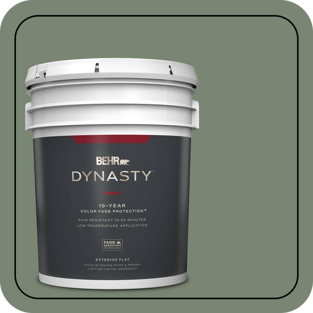 BEHR DYNASTY 5 gal. #440F-5 Winter Hedge Flat Exterior Stain-Blocking ...