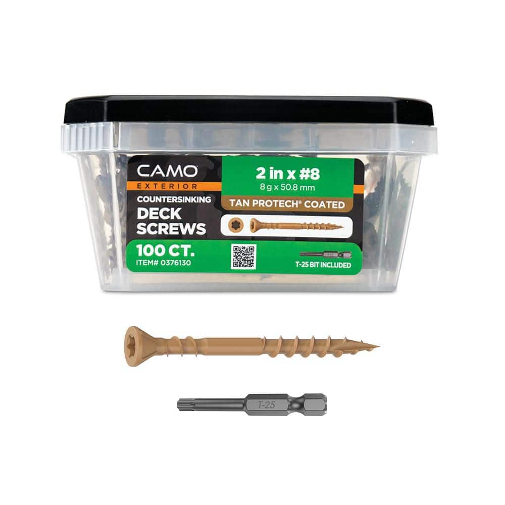 CAMO #8 x 2 in. Tan ACQ Rated Star Drive Flat Head Wood Deck Screw (100 ...