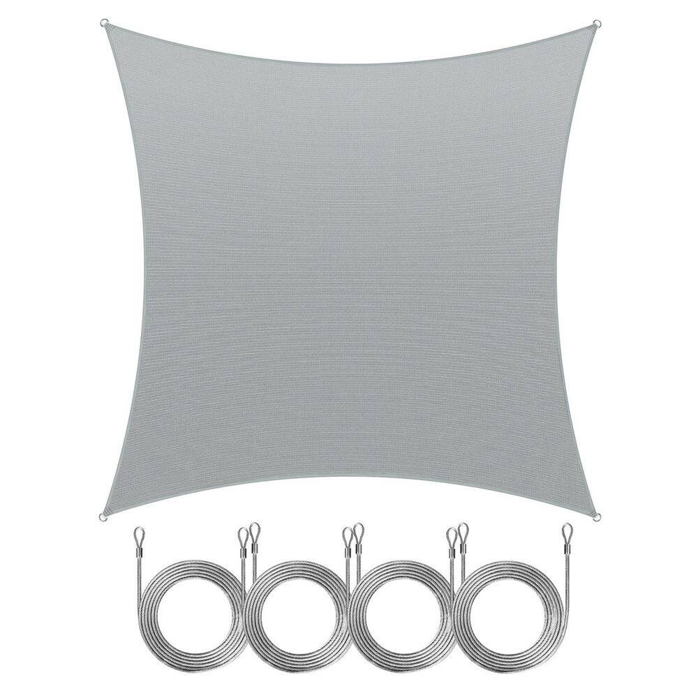 AMGO 10 ft. x 10 ft. Square Sun Shade Sail with Rope-Gray AR-TAPS10-9 ...