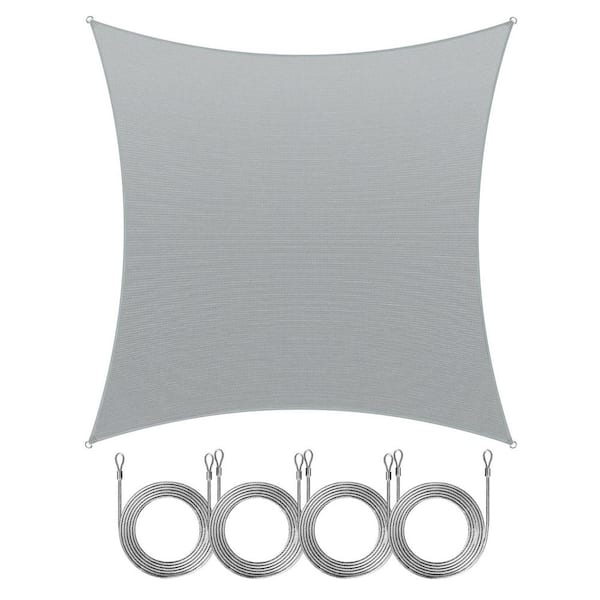 12 ft. x 12 ft. Square Sun Shade Sail with Rope-Gray SR-TAPS12-9 - The ...