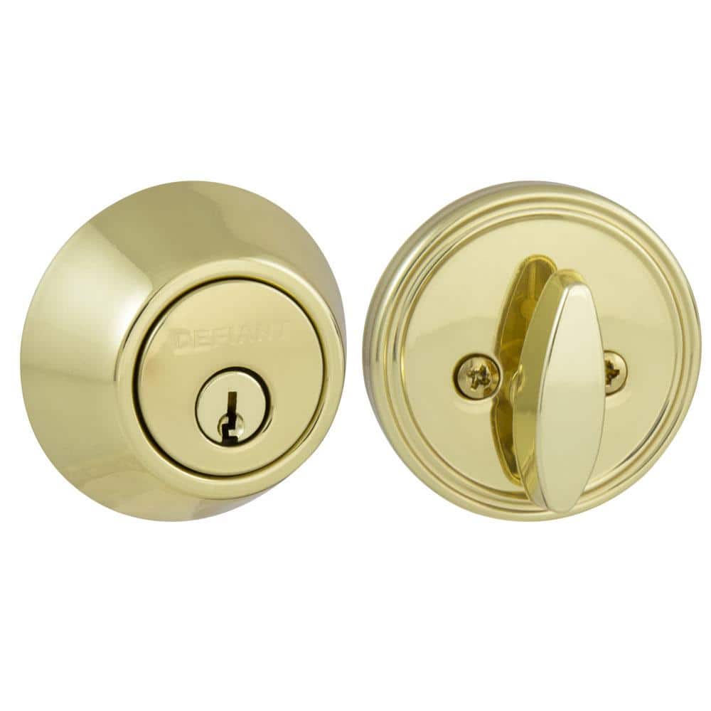 Defiant Single Cylinder Polished Brass Deadbolt DL71 - The Home Depot