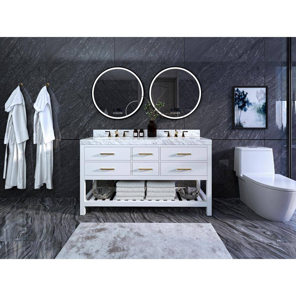 Ancerre Designs Elizabeth 60 in. W x 22 in. D Vanity in White with ...