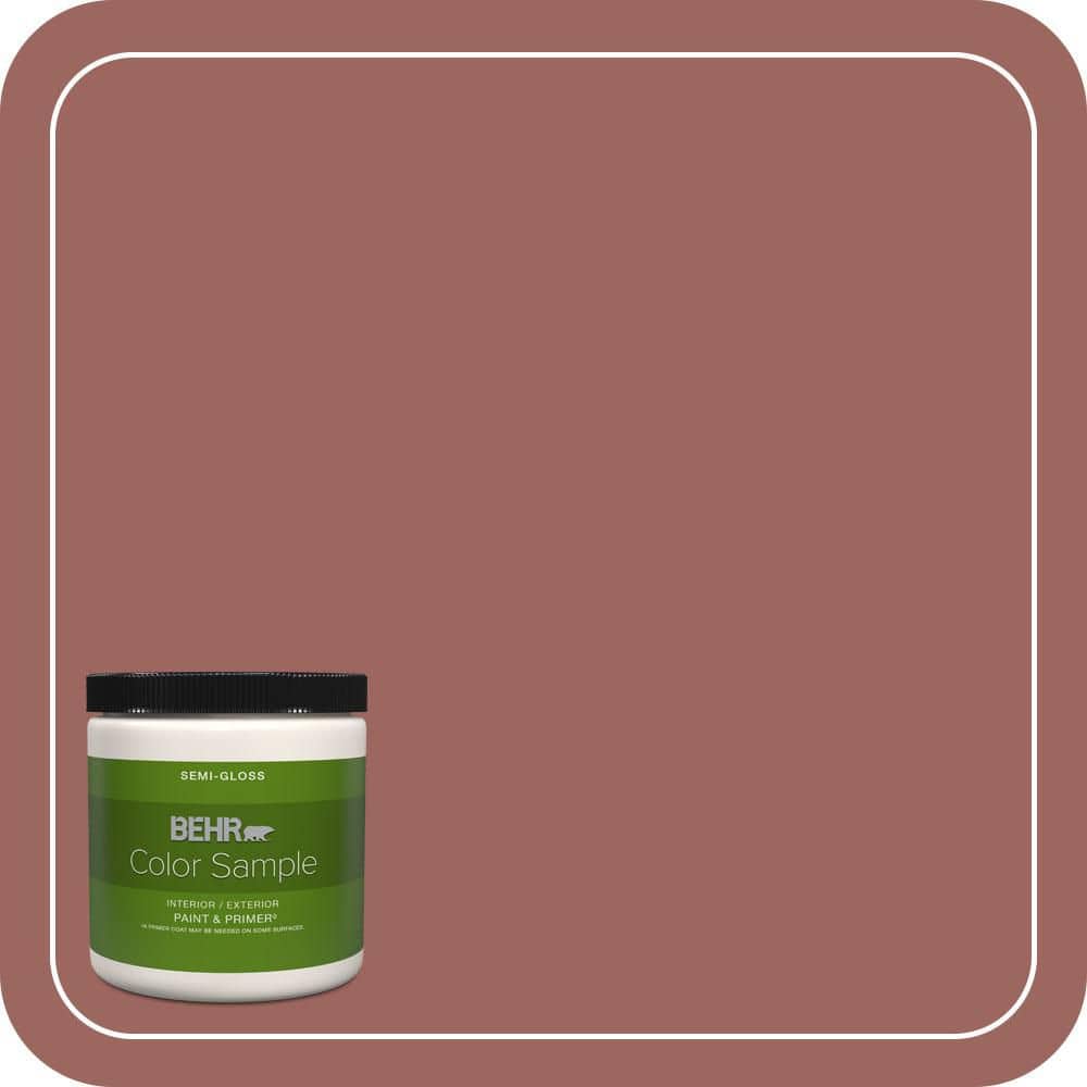 BEHR PREMIUM PLUS 8 oz. #ECC-34-3 Terra Cotta Sun Semi-Gloss Interior ...