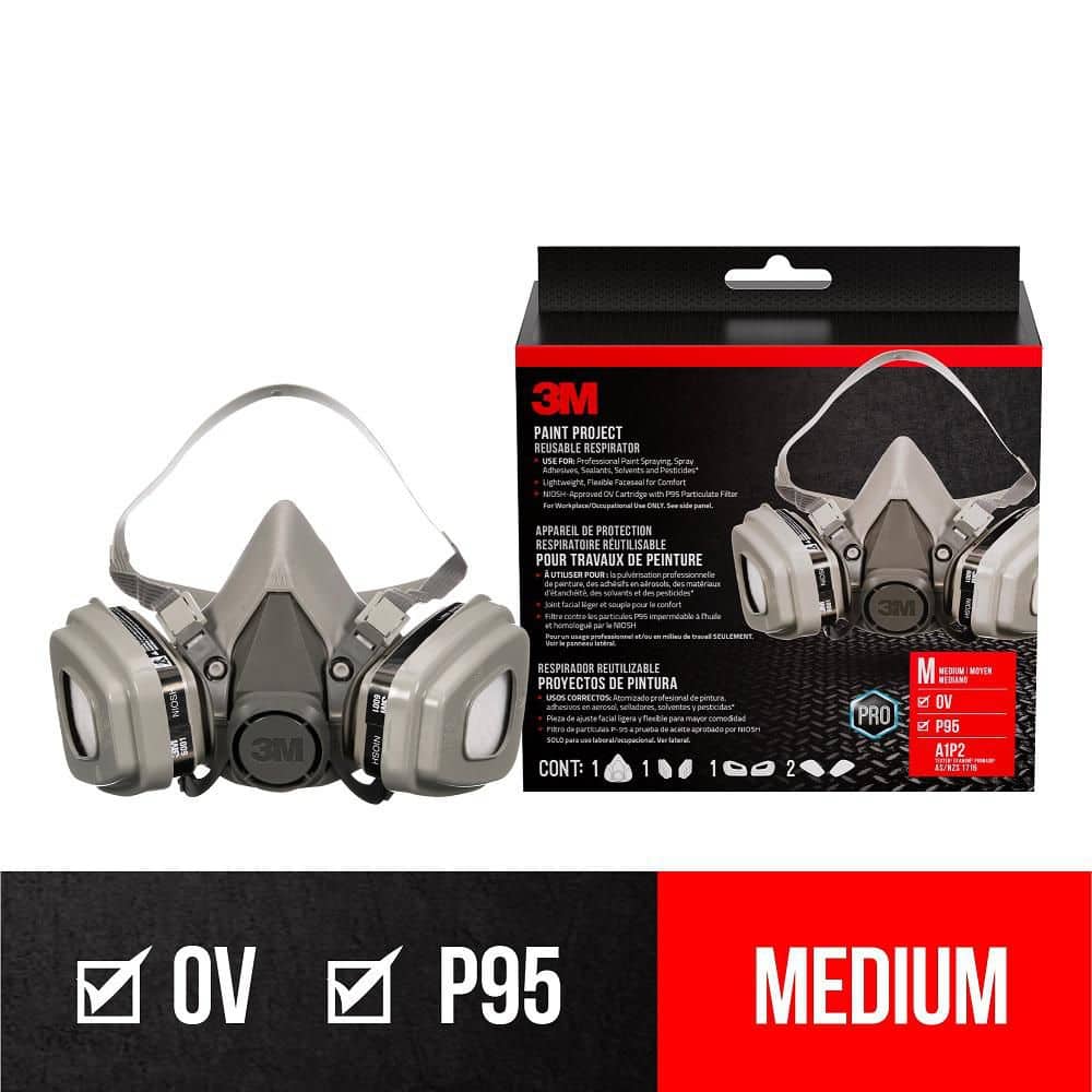 3M OV P95 Paint Project Reusable Respirator, Size Medium 6211PA1-A ...